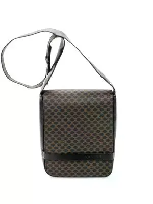 Celine Macadam Flap Messenger Shoulder Bag - Black
