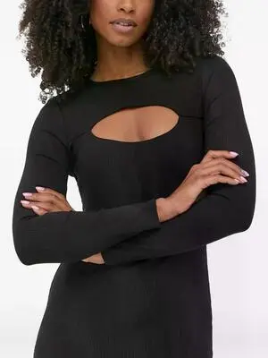 Guess Lana Cut-out Ribbed-knit Mini Dress - Black