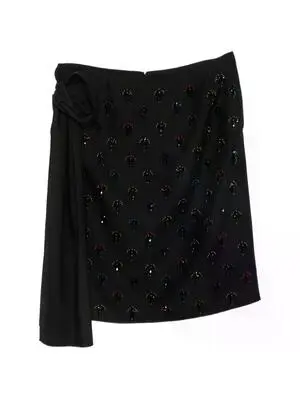 N°21 Crystal-embellished Draped Midi Skirt