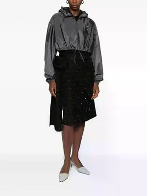N°21 Crystal-embellished Draped Midi Skirt