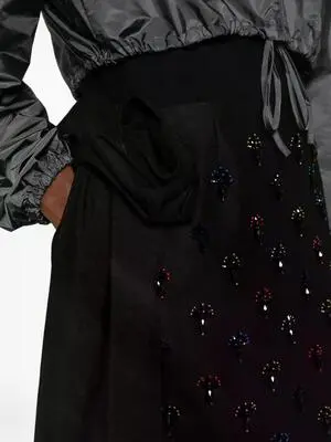 N°21 Crystal-embellished Draped Midi Skirt