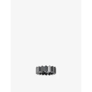 APM MONACO Up And Down Ruthenium Plated Alloy And Cubic Zirconia Ring