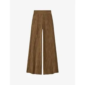 JOSEPH Selene Crinkled Wide-leg Lyocell-blend Trousers - Taupe