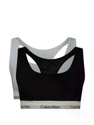 Calvin Klein Logo-tape Racerback Bralette - Black