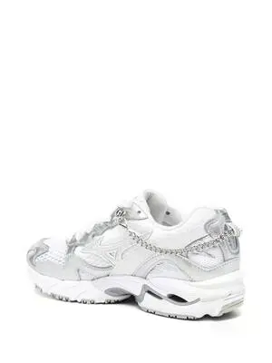 Mizuno Chain-embellished Mesh Sneakers - Silver