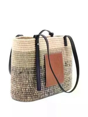 Loewe Square Basket Woven Raffia Small Tote Bag