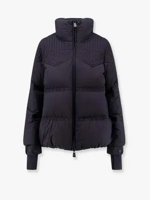Moncler Down Jacket With Hood And Emboridery - Black