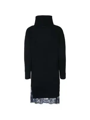 ERMANNO FIRENZE Lace-trim Roll-neck Midi Dress