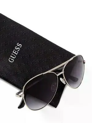 Guess Crystal-embellished Pilot-frame Sunglasses