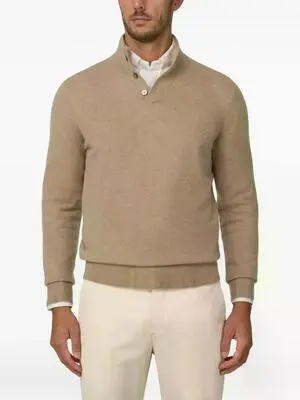 Boggi Milano Roll-neck Jumper Buttons In Wool Cashmere