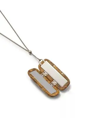 LEMAIRE Wood Burl Mirror Pendant Necklace