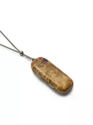 LEMAIRE Wood Burl Mirror Pendant Necklace