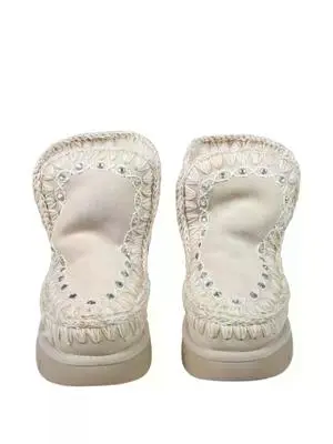 Mou Crystal-embellished Crochet-trim Boots