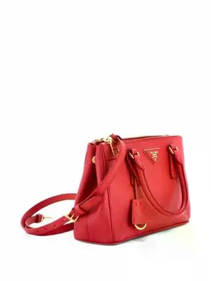 Prada Double Zip Lux Saffiano Leather Small Tote Bag - Red
