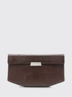TOTEME Lizard-effect Leather Clutch With Removable Strap - Brown