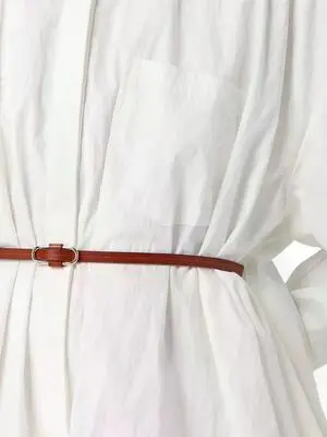 ELEH Belted Balloon-hem Mini Shirt Dress