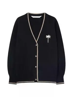 Palm Angels Palm Tree-embroidered Cardigan - Black