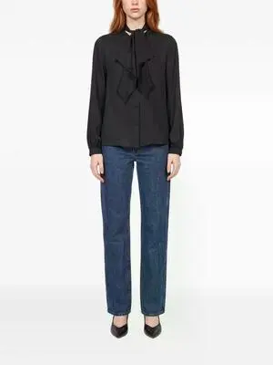 Max Mara Ruffled Silk Charmeuse Shirt