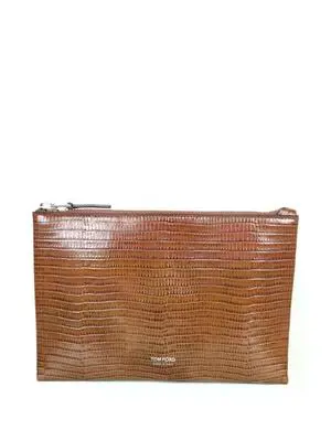 TOM FORD Lizard-effect Leather Cluth Bag