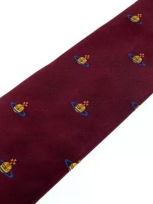 VIVIENNE WESTWOOD Orb-embroidered Silk Tie