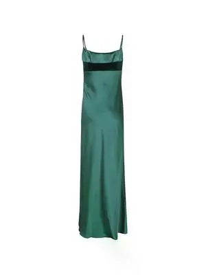 ALESSANDRO LEGORA Velvet-panel Satin Maxi Dress
