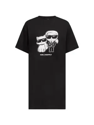 Karl Lagerfeld Ikon Graphic-print Nightdress - Black