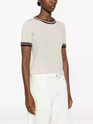 Max Mara Embroidered-trim Short-sleeve Sweater