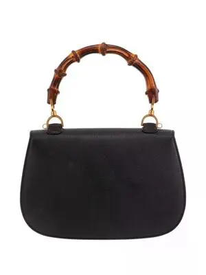 Gucci 1980's 1947 Bamboo Tote Bag - Black