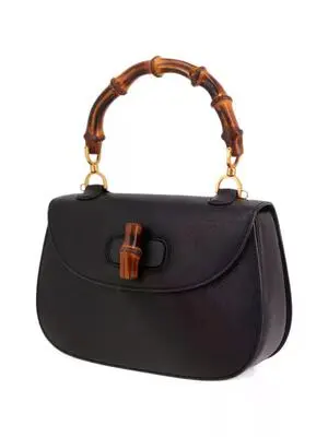 Gucci 1980's 1947 Bamboo Tote Bag - Black