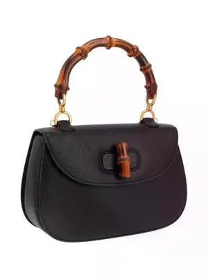 Gucci 1980's 1947 Bamboo Tote Bag - Black