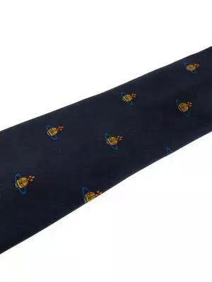 VIVIENNE WESTWOOD Orb-embroidered Silk Tie