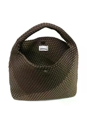 MARREA Large Check-pattern Woven Tote Bag