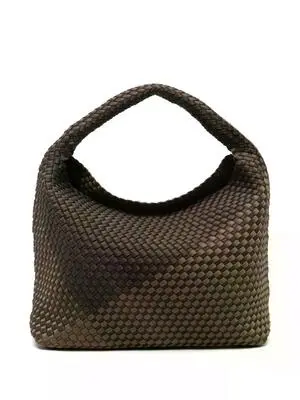MARREA Large Check-pattern Woven Tote Bag - Brown