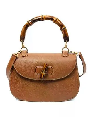 Gucci Vintage Bamboo Grained Handbag - Brown