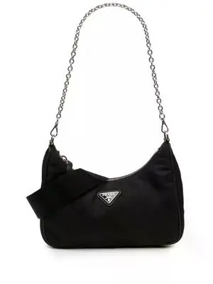 Prada 2019-2026 Mini Saffiano Trimmed Tessuto Re Edition 2005 Satchel - Black