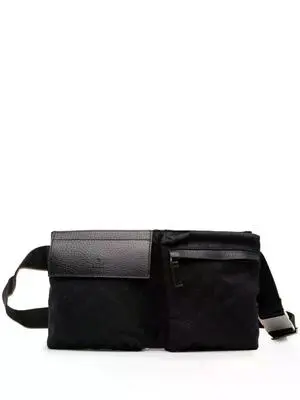 Gucci 2000-2015 Gg Canvas Double Pocket Belt Bag - Black
