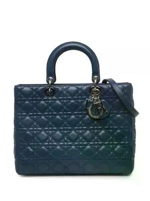Dior 2014 Large Lambskin Cannage Lady Satchel - Blue
