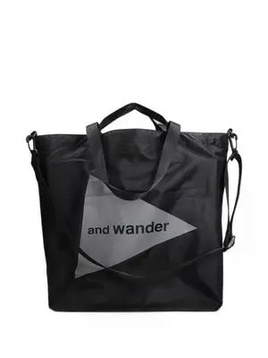 AND WANDER Logo-print Ripstop Tote Bag - Black