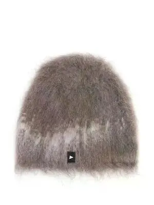 AND WANDER Brushed-finish Logo-patch Beanie Hat - Brown