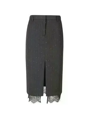 ERMANNO FIRENZE Pinstripe Sequin-embellished Midi Skirt