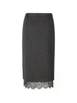 ERMANNO FIRENZE Pinstripe Sequin-embellished Midi Skirt