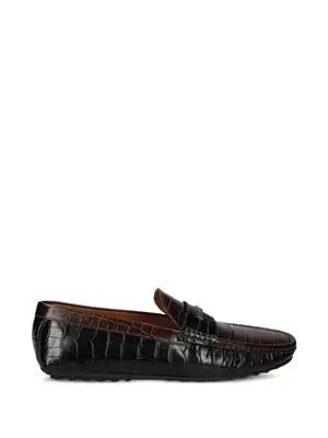 Roberto Cavalli Crocodile-effect Leather Loafers - Black