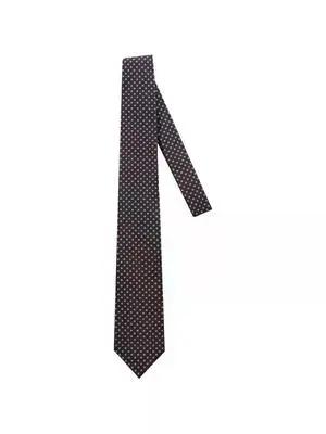 Corneliani Embroidered Silk-blend Tie - Brown