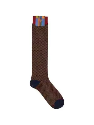 GALLO Geometric-patterned Knee-high Socks - Brown