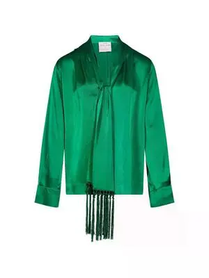 FORTE_FORTE Fringe-trim Silk Blouse