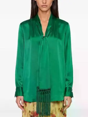 FORTE_FORTE Fringe-trim Silk Blouse