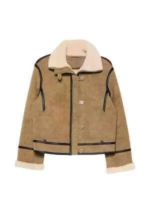 STAND STUDIO Dara Contrast-trim Shearling-collar Jacket