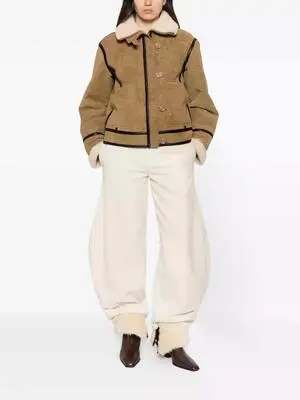 STAND STUDIO Dara Contrast-trim Shearling-collar Jacket