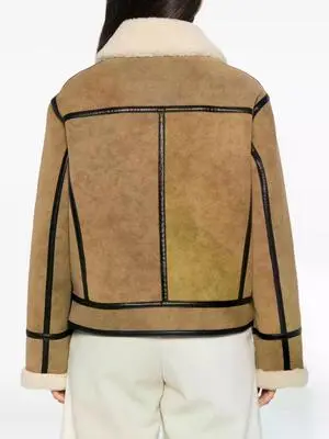 STAND STUDIO Dara Contrast-trim Shearling-collar Jacket