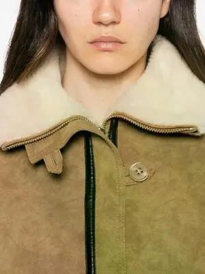 STAND STUDIO Dara Contrast-trim Shearling-collar Jacket